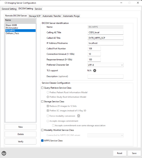 Remote DICOM Server Configuration