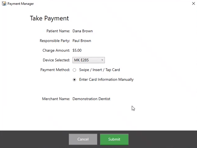 Manually Submitting a Payment